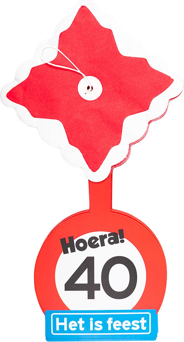 Slinger | Hoera! 40 Het is feest | rood | 4 meter lang | rond | bol