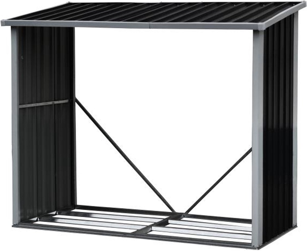 Afdak voor hout van gegalvaniseerd staal 2,23 m3, L182 x D83 x H148 cm ...