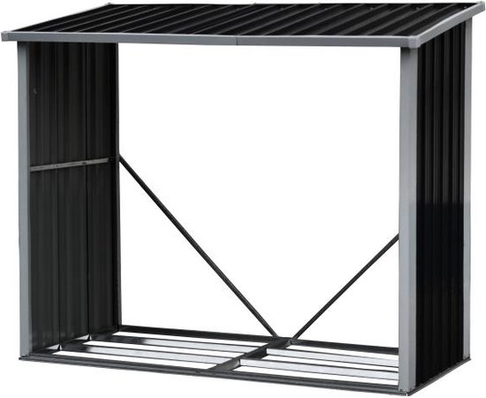 Afdak voor hout van gegalvaniseerd staal 2,23 m3, L182 x D83 x H148 cm ...