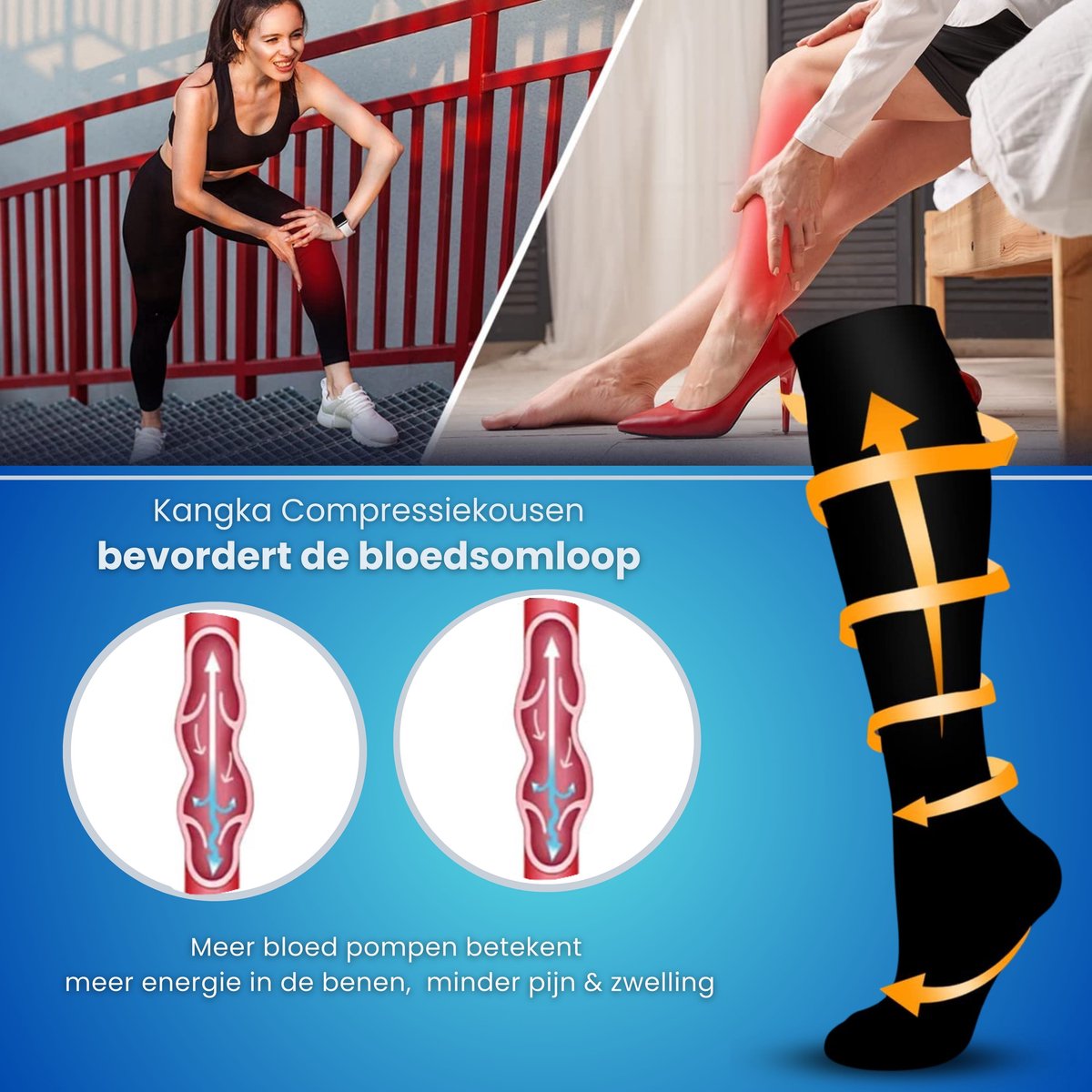 KANGKA Compressiekousen Maat 43-46 (XXL) - Steunkousen - Compressie ...