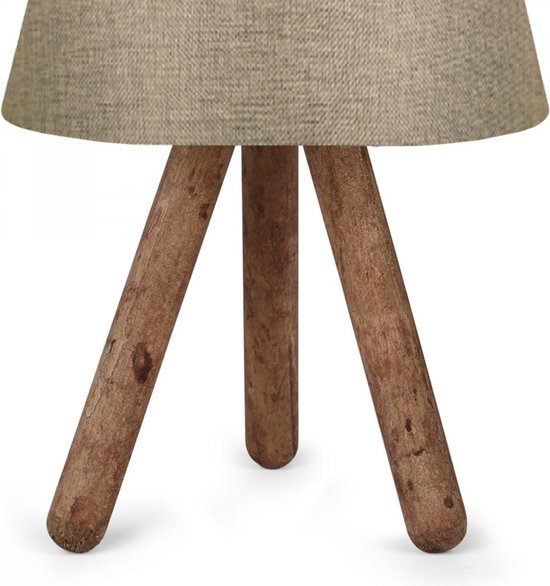 Stijlvolle Tafellamp Sally - 32 cm - E27 - Houtkleurig en Beige ...
