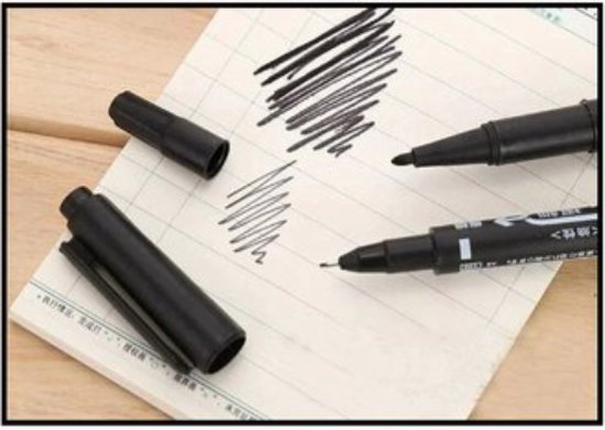 EPIN | Zwarte stift | Dubbelzijdig | Permanent | Marker | Zwart | bol