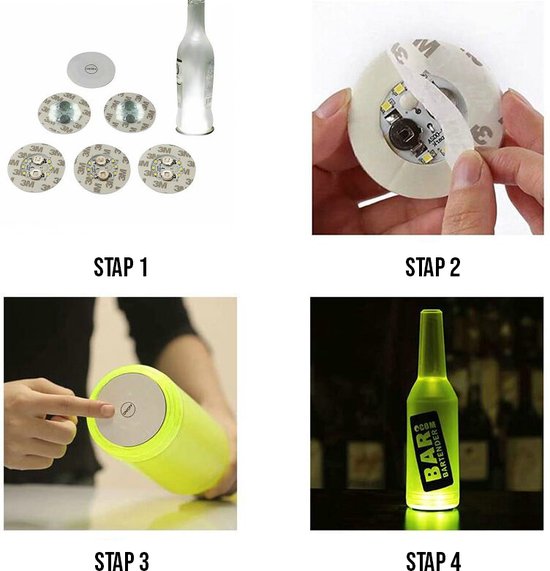 Sticker - LED onderzetter - Flesverlichting - Onderzetters voor glazen ...