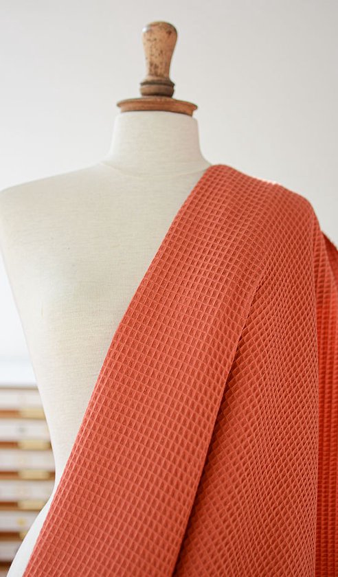 Wafelkatoen uni oranje 1 meter - modestoffen voor naaien - stoffen ...