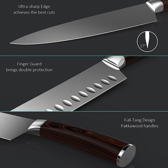 2-delige professionele koksmessenset, keukenmes, extra scherp ...
