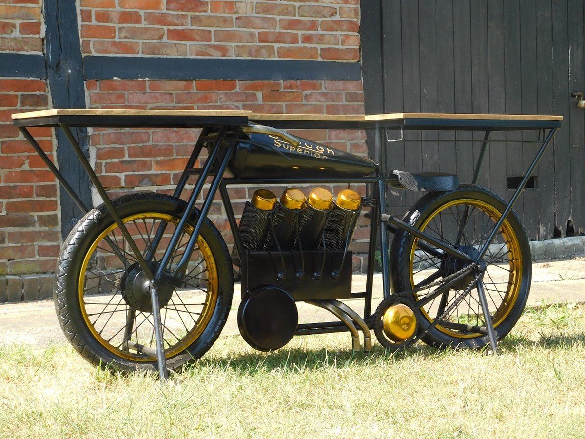 Table d'appoint de moto unique | avec porte-verres à vin et porte ...