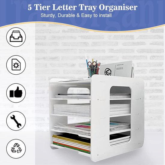 5 opbergvakken bureau brievenbak stapelbaar papieren plateaus A4 ...