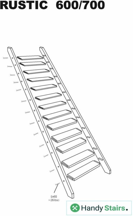 Molenaarstrap RUSTIC60 - Vurenhout - 60cm breed - Rechte trap | bol.com