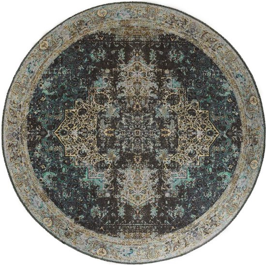 Rond vintage vloerkleed - Fade No.2 groen 250 cm rond | bol