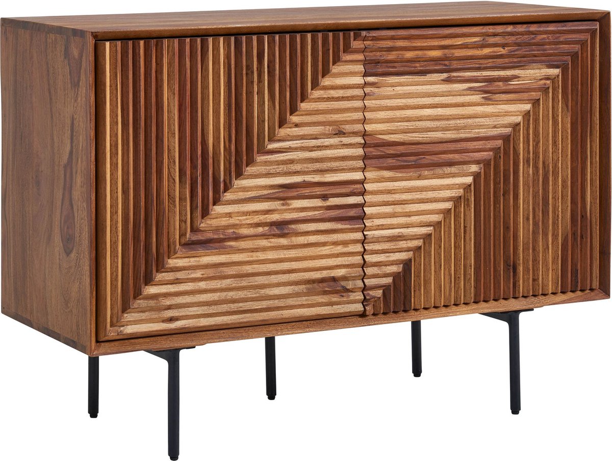 Rootz dressoir 100x71x40 cm massief sheesham hout - metalen dressoir ...