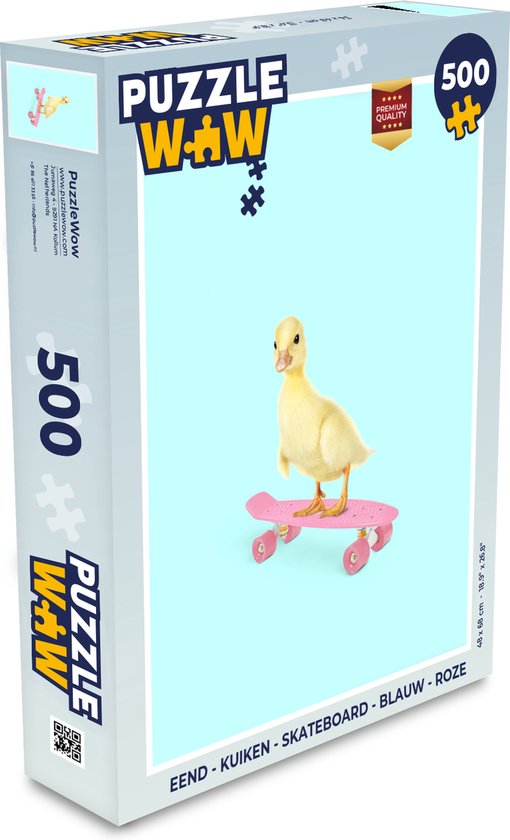Puzzel Eend - Kuiken - Skateboard - Blauw - Roze - Legpuzzel - Puzzel ...