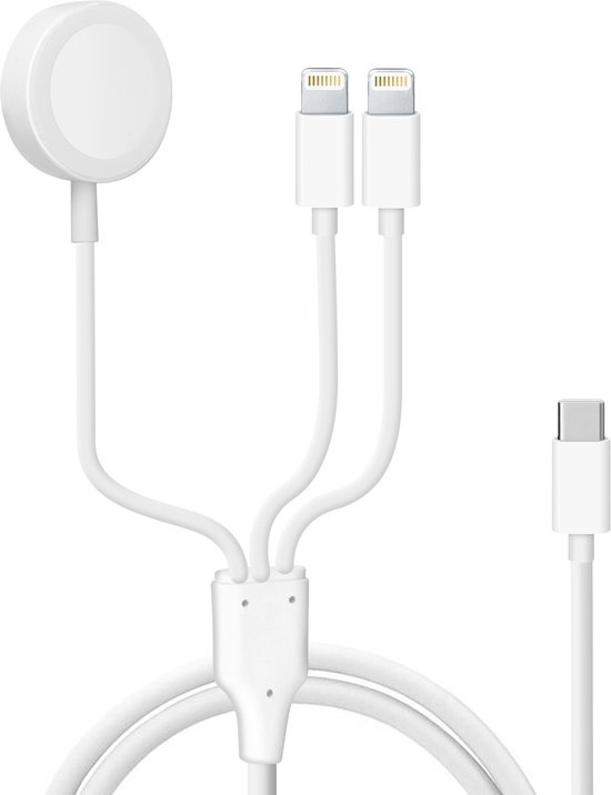USB-C naar 2x Lightning-kabel en 2A Intensity Magnetische Oplader Wit | bol
