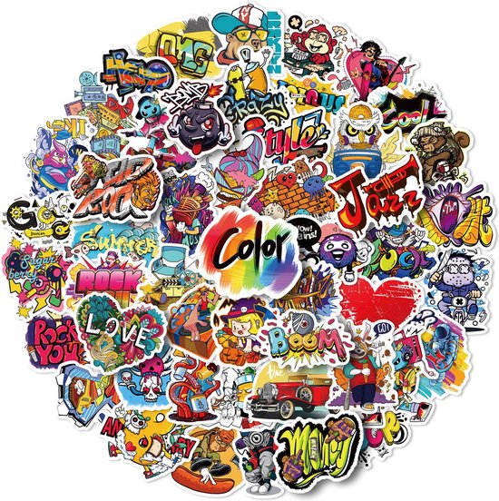 50 stuk straatkunst Cartoon stickers voor kinderen en volwassenen ...