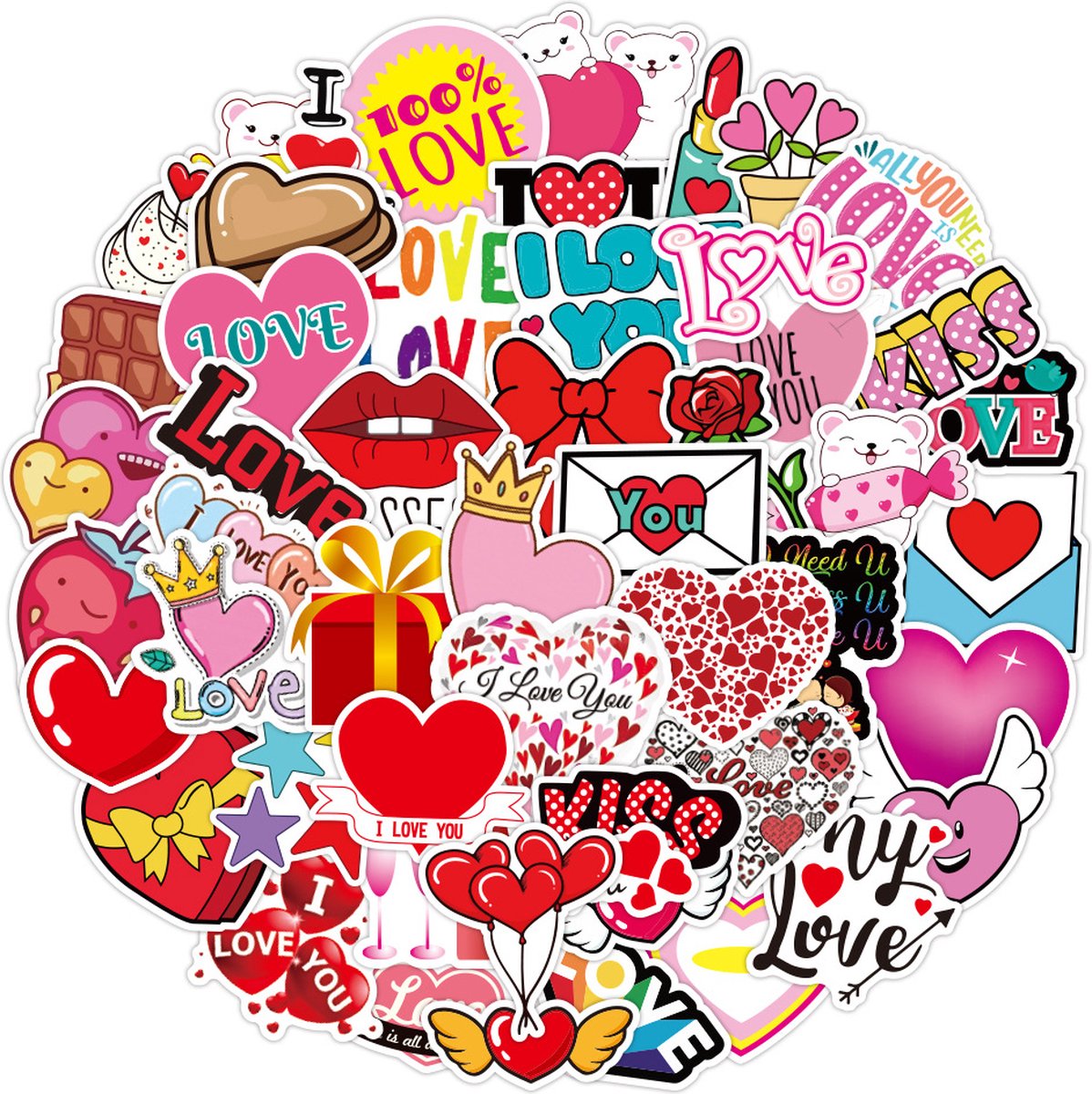 50 stuk valentijnsdag love Cartoon stickers voor kinderen en ...
