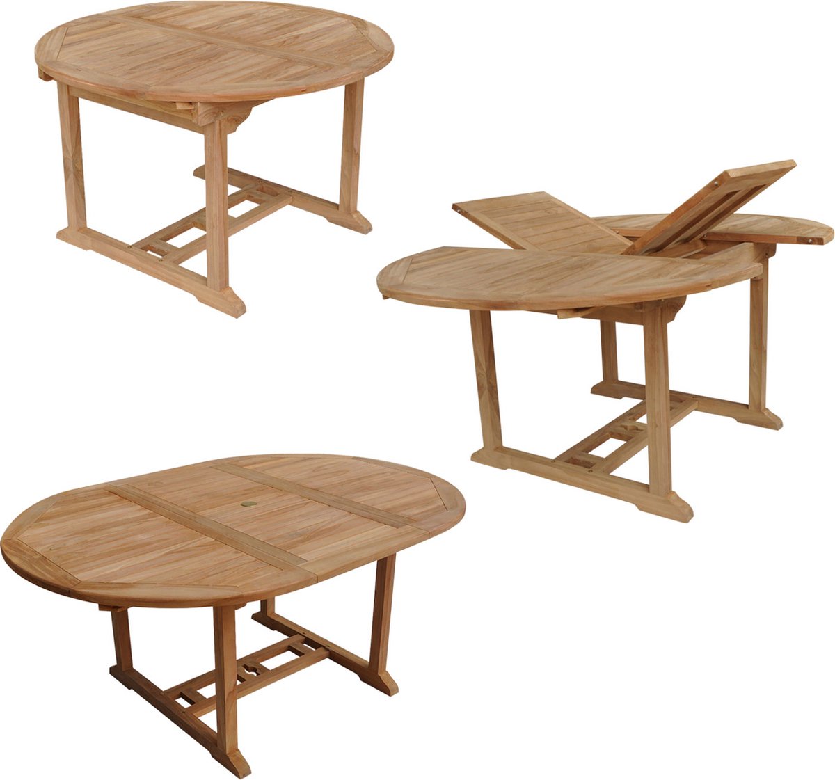 Teak tuinmeubelen LOMBOK - ronde uitschuifbare tafel - 6 zitplaatsen | bol