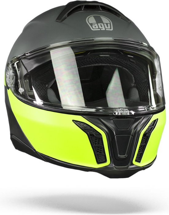 AGV Tourmodular motorhelm Balance mat zwart fluo geel grijs systeemhelm ...