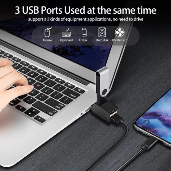 High Speed USB Splitter 3 poorten - Compacte USB Hub 3.0 - Verdeler ...