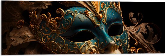 Acrylglas - Venetiaanse carnavals Masker met Blauwe en Gouden Details ...