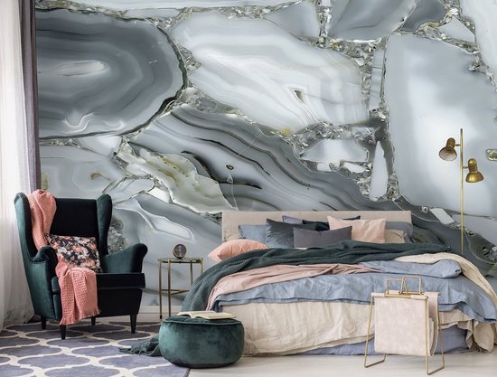 Fotobehang - Vlies Behang - Luxe Diamant Marmer - 416 x 290 cm | bol