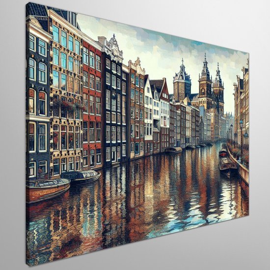 Modern amsterdam schilderij | Stedelijke elegantie: hedendaagse ...