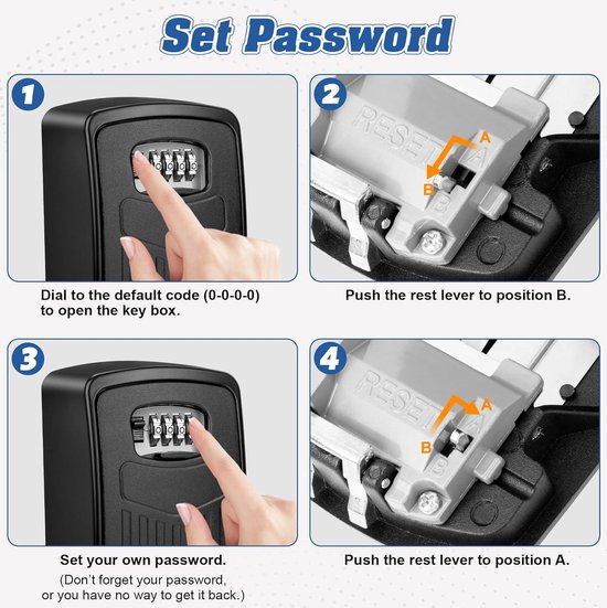 Wandmontage sleutelkluis groot voor buiten met 4-cijferige cijfercode ...