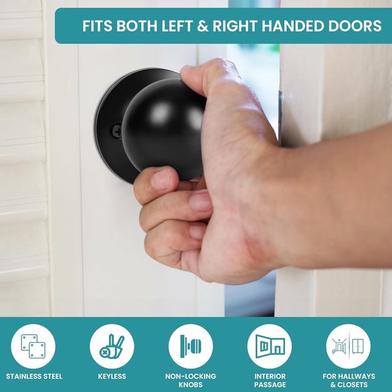 Round Matte Black Keyless Door Locks 5 Pack - Interior Passage ...