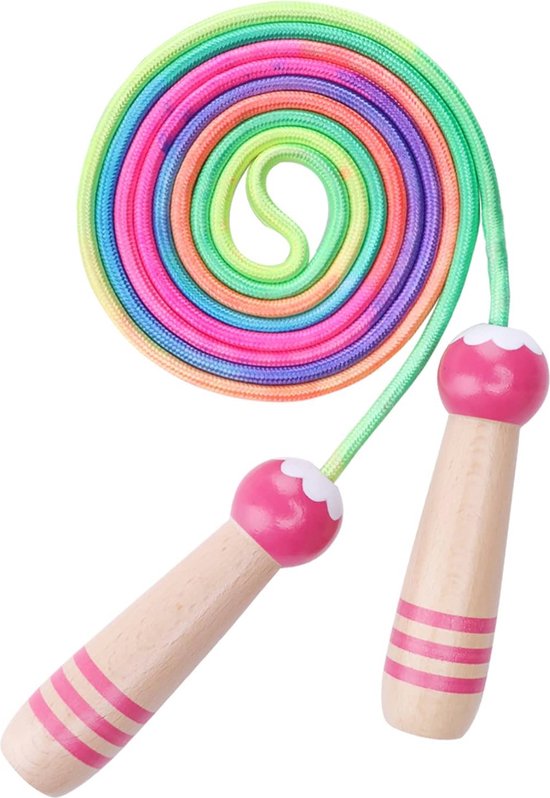 Springtouw 2,5 m met Houten Handvat voor Kinderen - Perfect voor ...