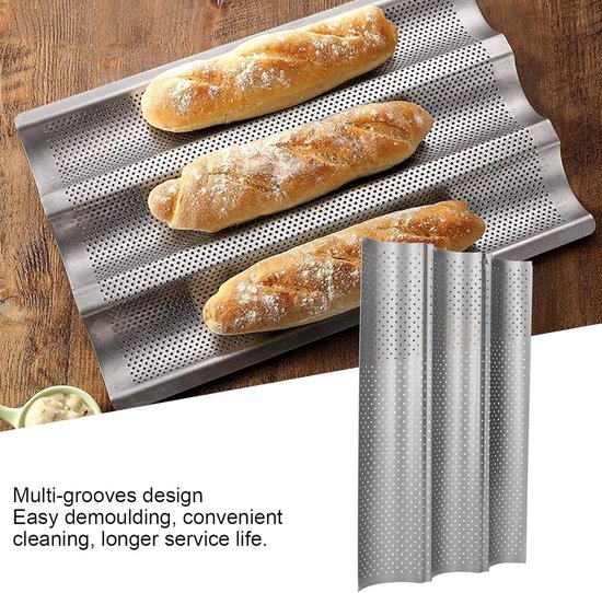 Geperforeerde Baguette Pan - Nonstick 3/4 Broden Stokbrood Bakvorm - Franse &... | bol