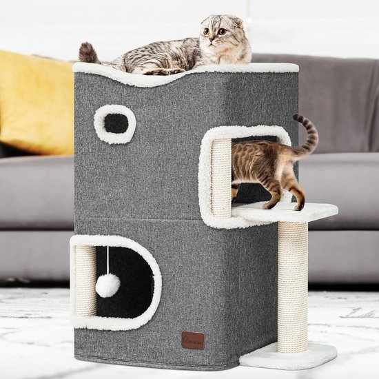 Multifunctionele Kattenhuis met Meerdere Verdiepingen en Krabpaal voor ...