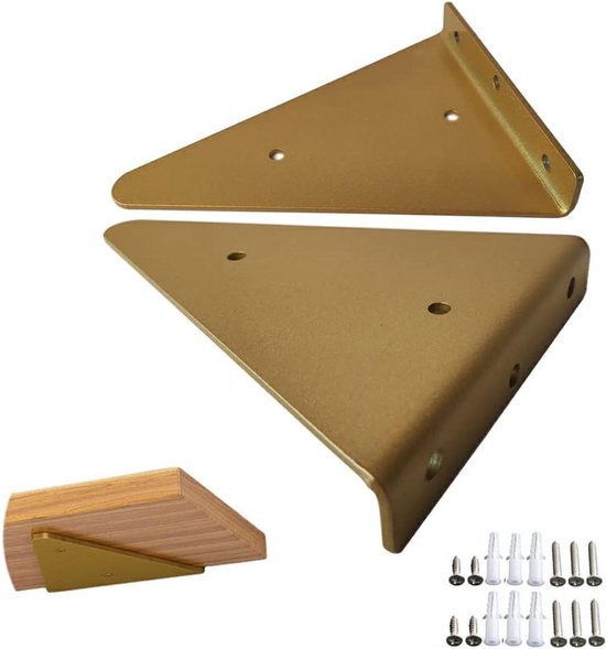 Gouden plankbeugels - 7" plank driehoekige beugels - zware metalen ...
