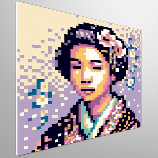Pixel art vrouw schilderij | Pixelated beauty: A digital masterpiece of ...