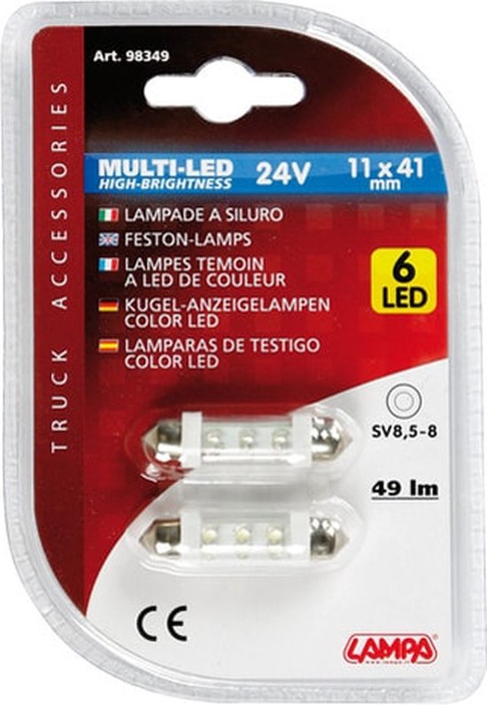 11x41mm buislamp 24V 6x LED wit | bol