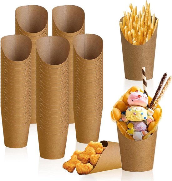 100 stuks bubbel-wafelzakjes - kraftpapier bekers - puntige zakjes ...