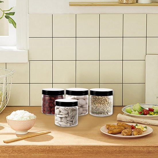 Nordivar ® Transparante Bewaarpotten Set van 20 met Zwarte Deksel - 180 ...
