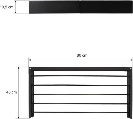 DD Droogrek Muur - Droogrek wand - Wasrek Muur - Uitklapbaar - Zwart | bol