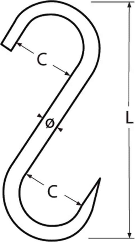 S-haak vleeshaak 5 x 100 mm RVS-304 | bol
