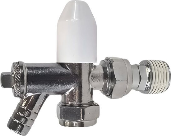 15mm x 1/2" Hoekige Radiator Ventiel met Afvoerklep - Lockshield ...