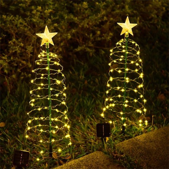 Kerstboom Buiten Zonne-energie Kerstverlichting Zonne-led Zonnepaneel ...
