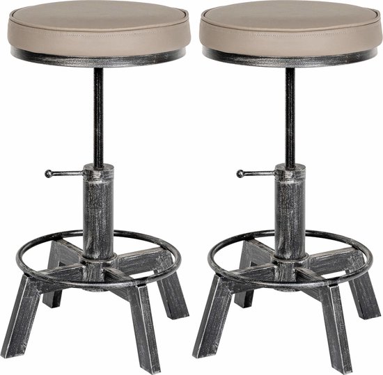 CLP Set van 2 Hockers Destin - Krukje - Poef - Rond - Kunstleer ...