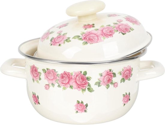 Kleine emaille pan met deksel - pannen om te koken - handvat en mini ...