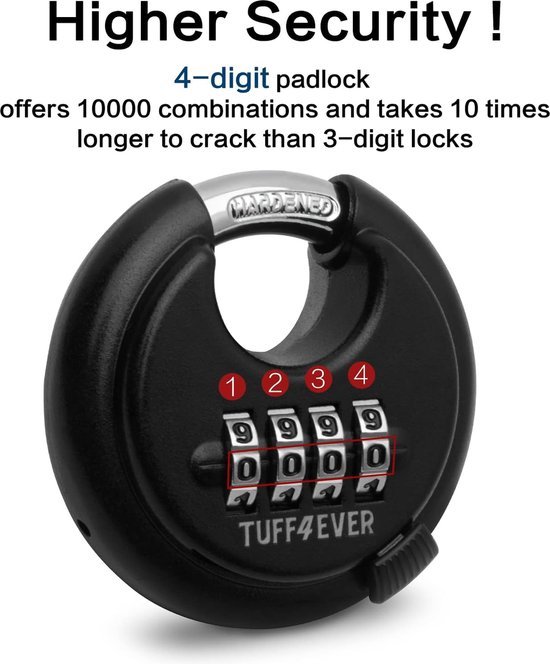 Cijferslot, hangslot, cijferslot, 4 cijfers, 9,5 mm beugeldikte, slot ...