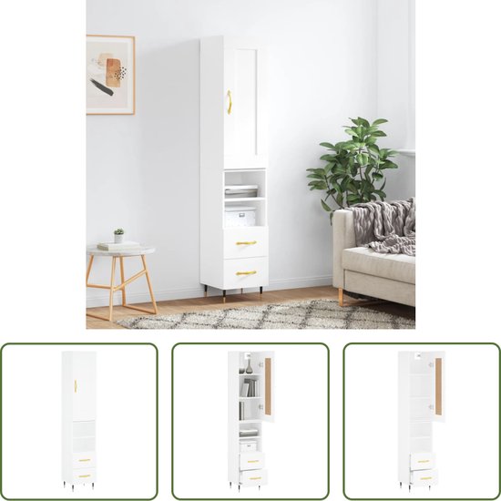 The Living Store Hoge Kast - 34.5 x 34 x 180 cm - Duurzaam bewerkt hout ...