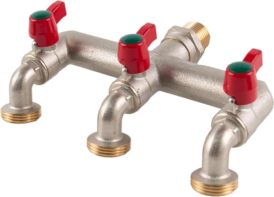 1/2 Inch Messing 3-weg Outdoor Waterkraan - Tuinkraan met 3/4 Inch Outlet Tap -... | bol