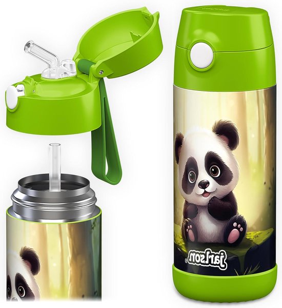 Charli Drinkfles voor kinderen - Roestvrij staal met rietje ...