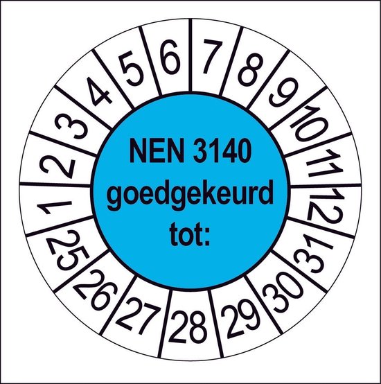 Blauw | NEN 3140 Keuringsstickers op Strip (1200 stuks) | Speciale Prijs | 2025-2031 | bol