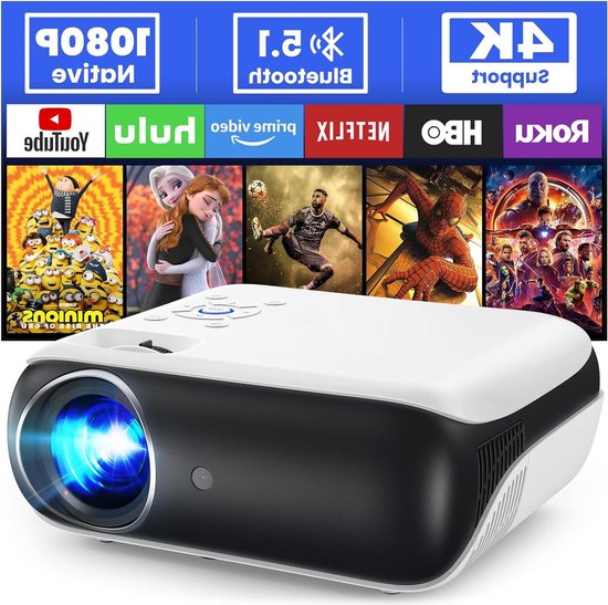 Full HD 1080P Bluetooth Mini Projector met 4K Ondersteuning - Draagbare ...