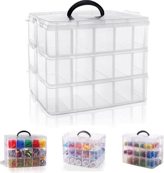 Vakken sorteerdoos - Groot plastic opbergdoos met draaggreep ...