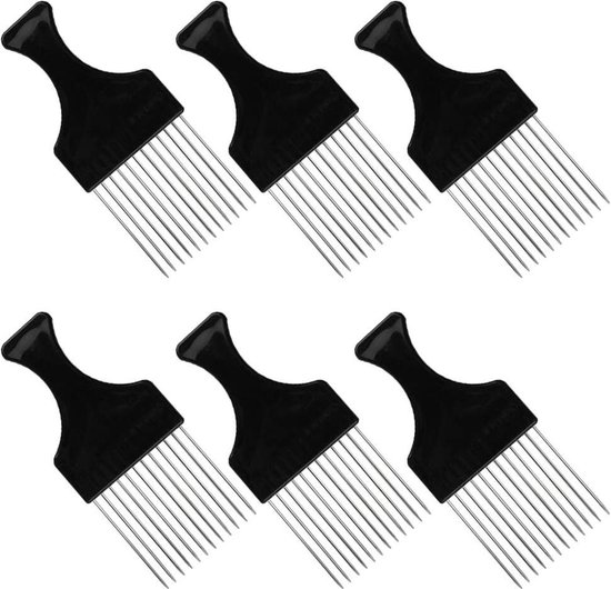 Metalen Afro Kam | 6 Packs Braid Pick Kappers Ontwarren Pruik Vlecht ...