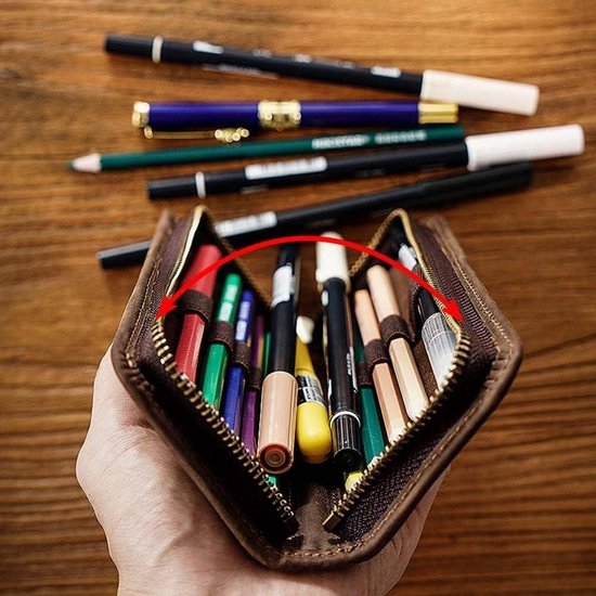 Pennenetui met ritssluiting - grote capaciteit - school en werk ...