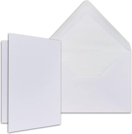 Double A5 Blank Natural White Invitation Cards with Padded Envelopes ...